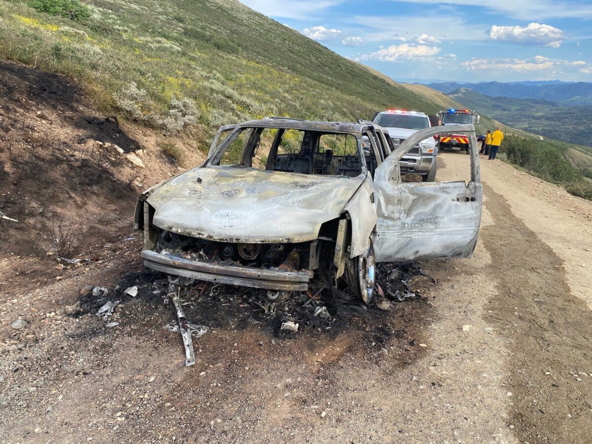 Fire destroys SUV on mountain road, authorities urge caution with hot ...